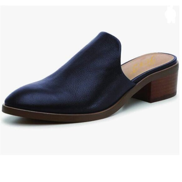 Fowt | Shoes | Fowt Dark Blue Closed Toe Mules Slip On Retro Loafer Low ...